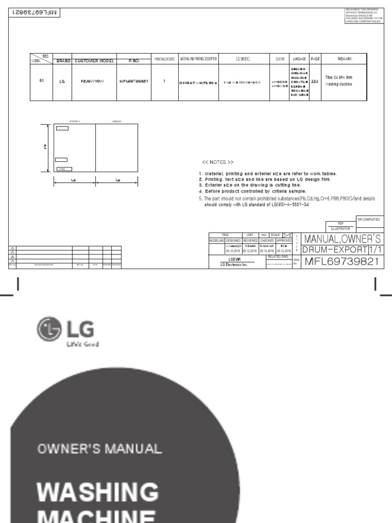 LG F2j6wy0w | PDF | Washing Machine | Ac Power Plugs And Sockets