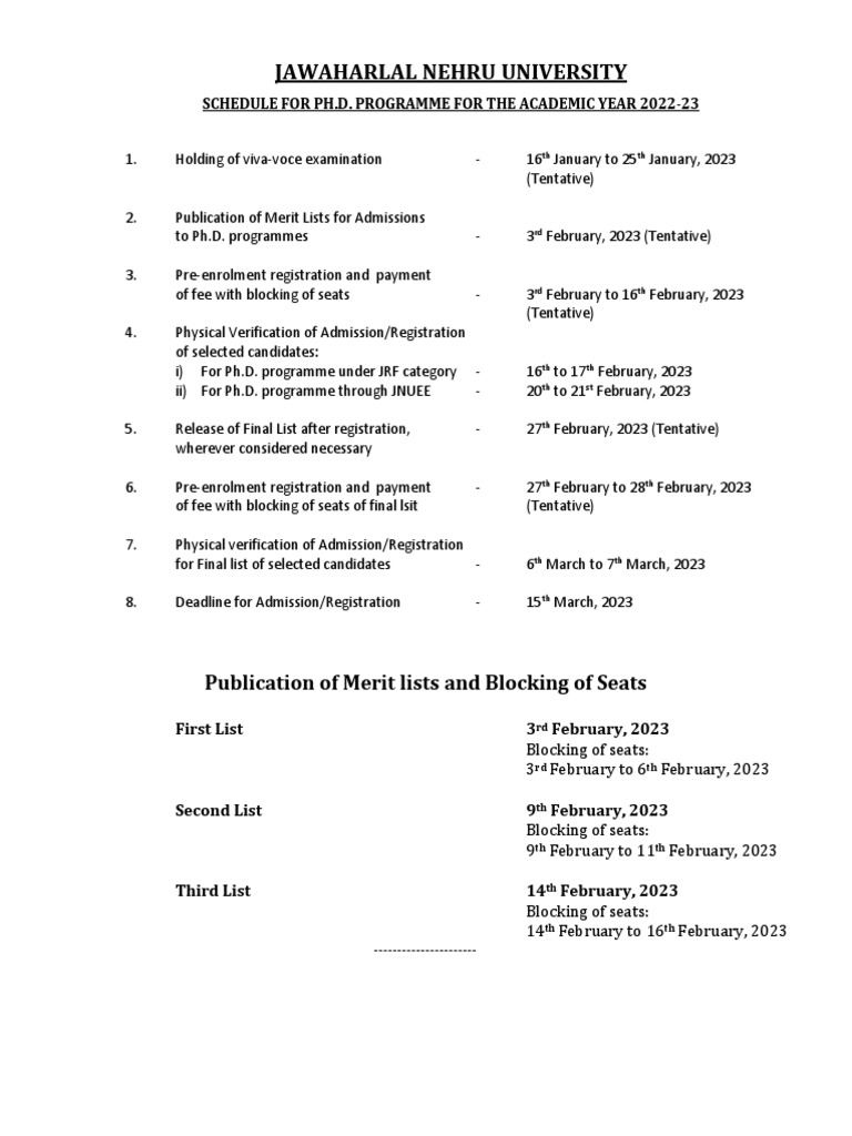 Ph.D. Schedule 2022 | PDF