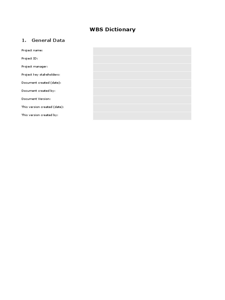 WBS Dictionary | PDF