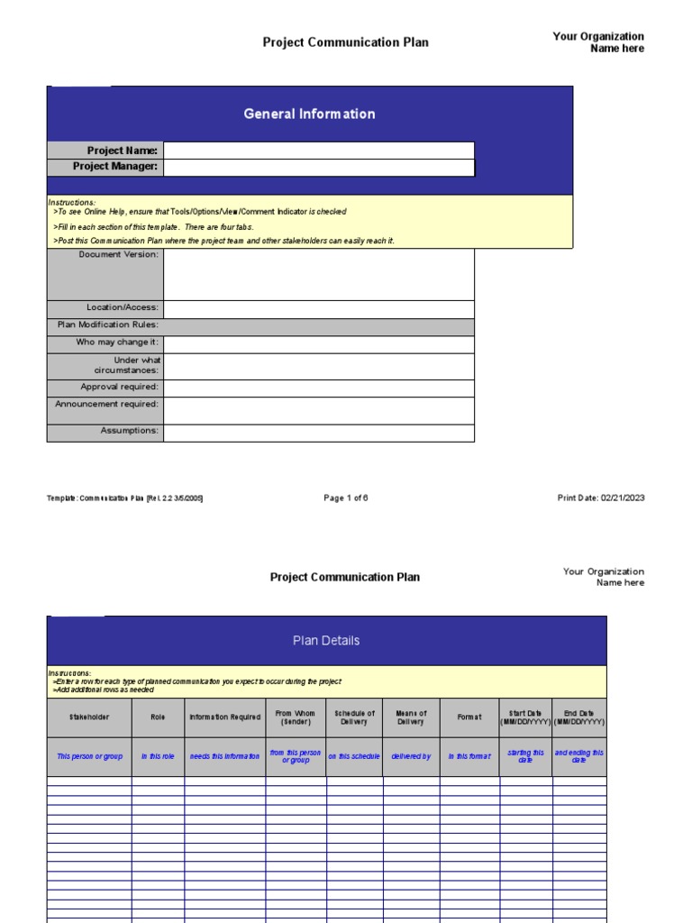 Communication Plan Template | PDF | Communication | Computing