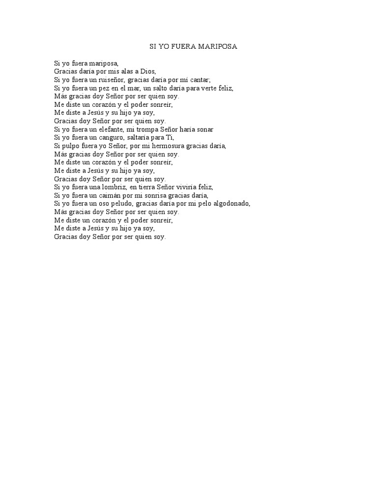 Si Yo Fuera Mariposa | PDF