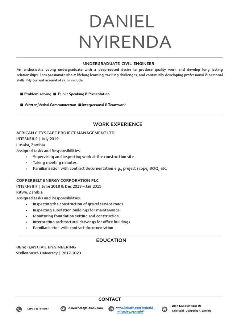 Daniel Nyirenda CV (UPDATED) | PDF | Cognitive Science | Cognition