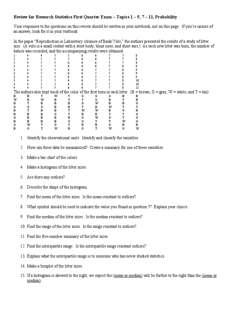 Review For Research Statistics Part 1 | PDF
