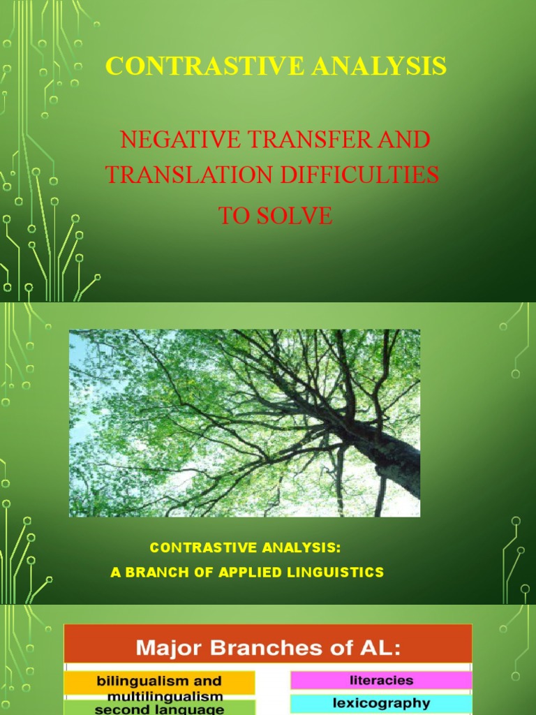 CONTRASTIVE ANALYSIS Causes That May Lead To Negative Transfer | PDF ...