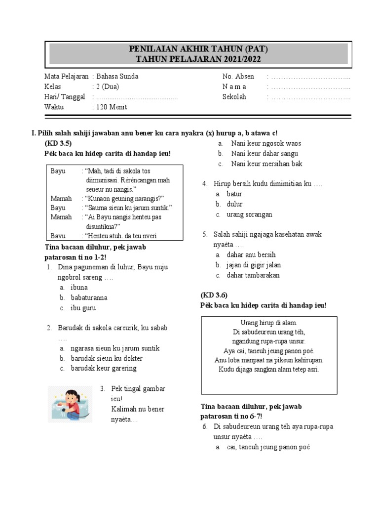 Soal Pat Bahasa Sunda Kelas 2 Pdf