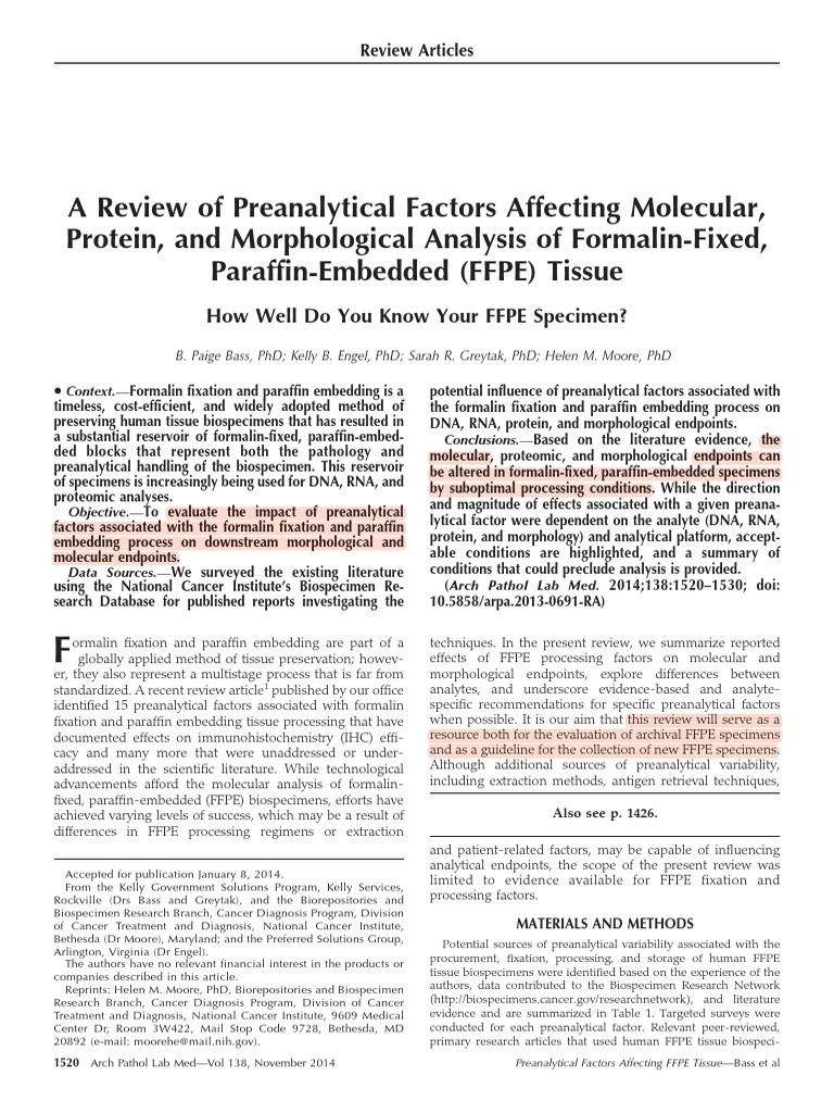 2014 A Review of Preanalytical Factors Affecting Molecular, Protein ...