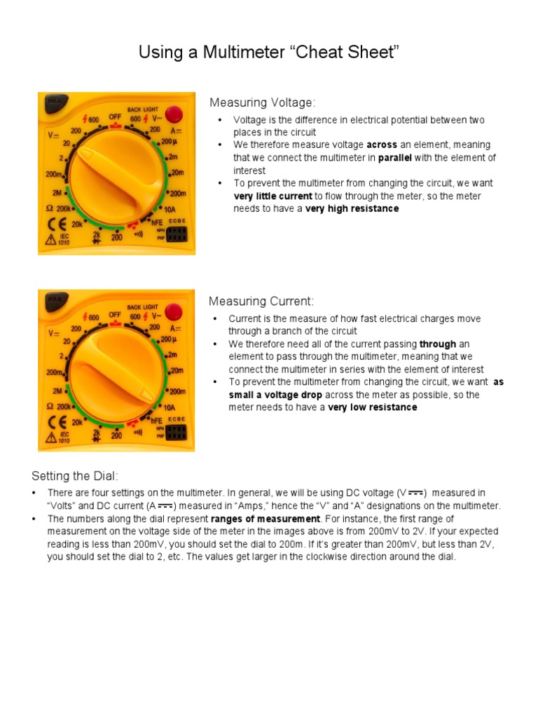(MEP) Multimeter Cheatsheet | PDF | Voltage | Quantity