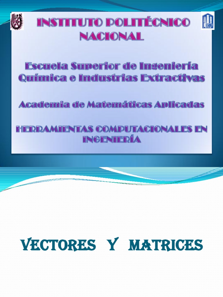 Tema 2 Vectores y Matrices 01 | PDF | Matriz (Matemáticas) | Multiplicación