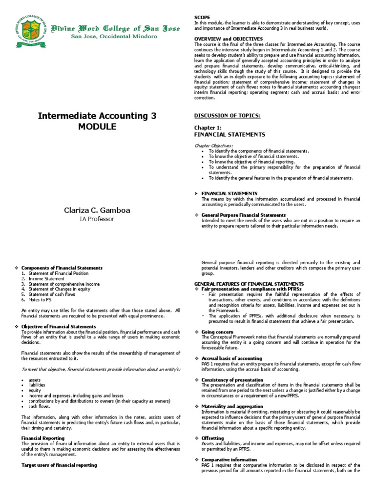 Intermediate Accounting 3 Module | PDF | Business | Finance & Money ...