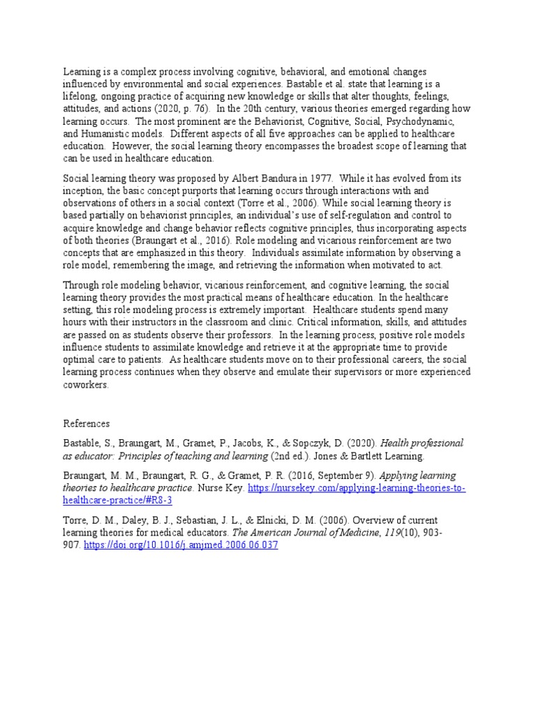 Learning Theory For Healthcare Education | PDF | Learning | Behaviorism