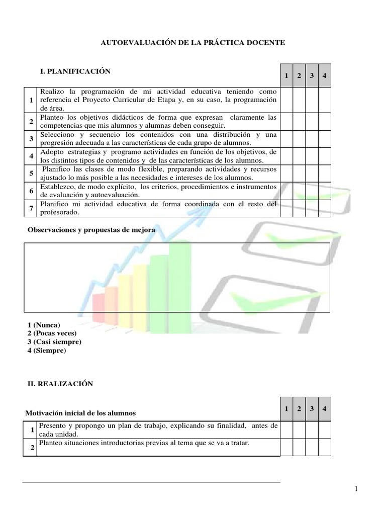 Modelo Autoevaluación Práctica Docente | PDF | Evaluación ...