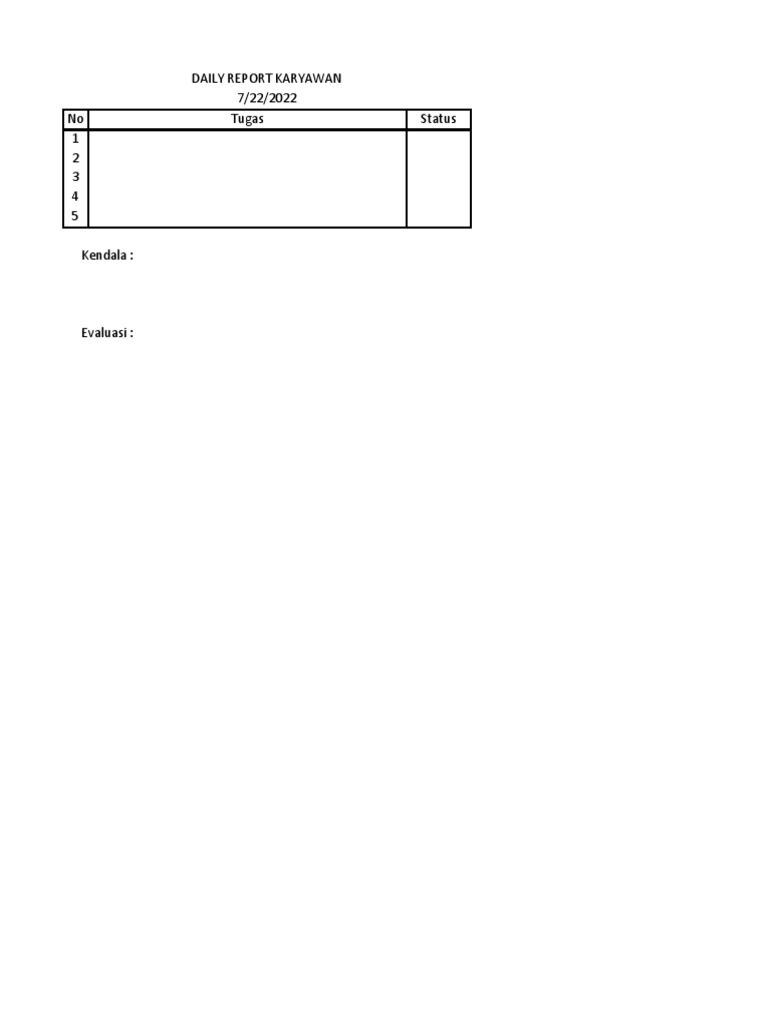 Daily Report Karyawan | PDF