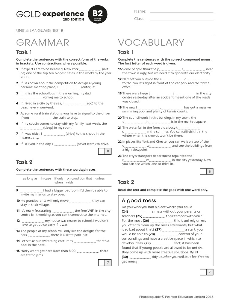 unit 4 language test B (1) | PDF