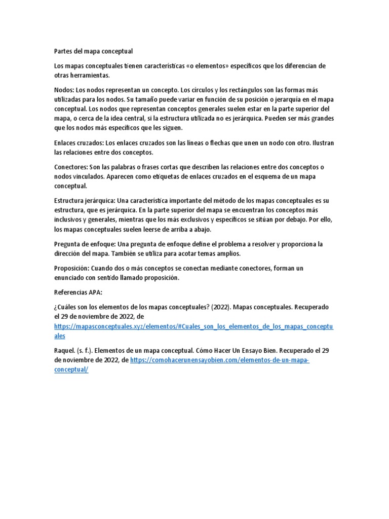 Partes Del Mapa Conceptual | PDF