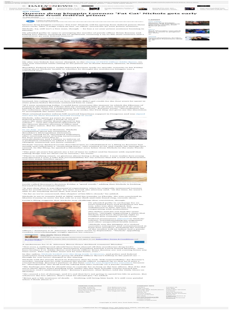 Queens Drug Kingpin Lorenzo Fat Cat' Nichols Gets Early Release From | PDF