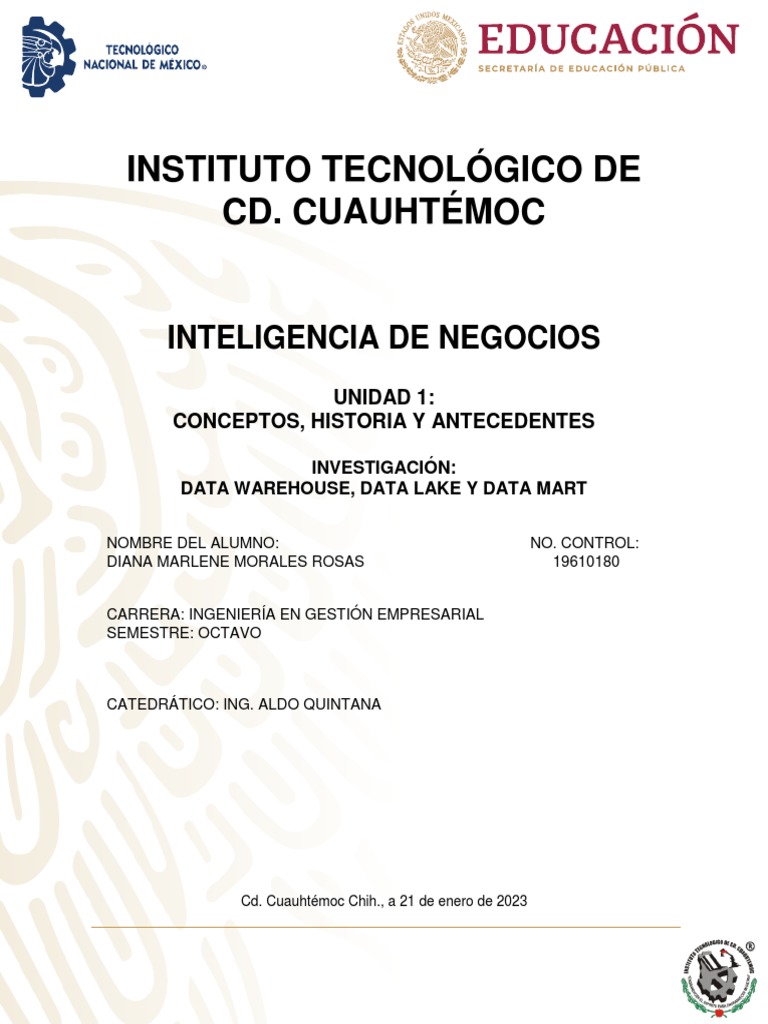 Investigación Data Warehouse, Data Lake y Data Mart U1 | Descargar gratis PDF | Inteligencia de ...