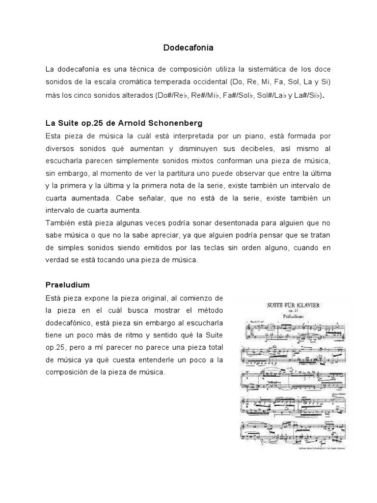 Método Dodecafónico en Composición Musical | PDF | Artes del Lenguaje y ...