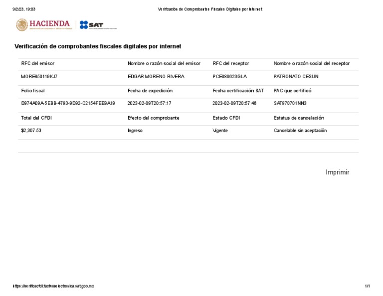 Verificación de Comprobantes Fiscales Digitales Por Internet. | PDF