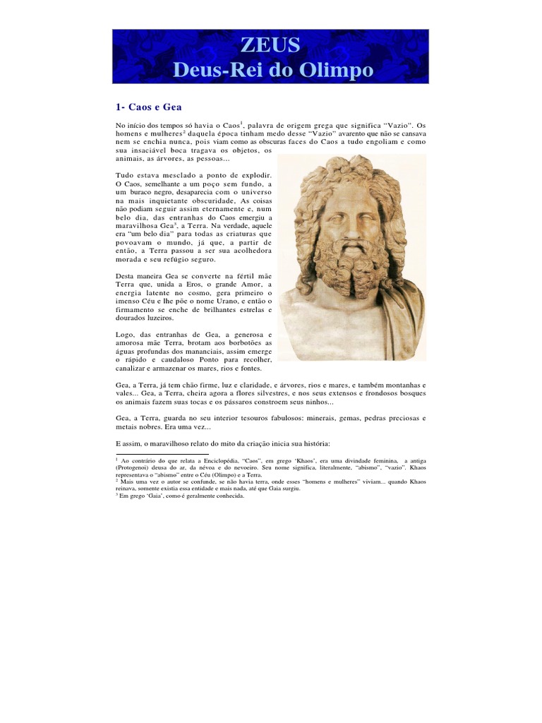 Zeus - Deus Rei Do Olimpo - Autoria Desconhecida | PDF | Zeus ...
