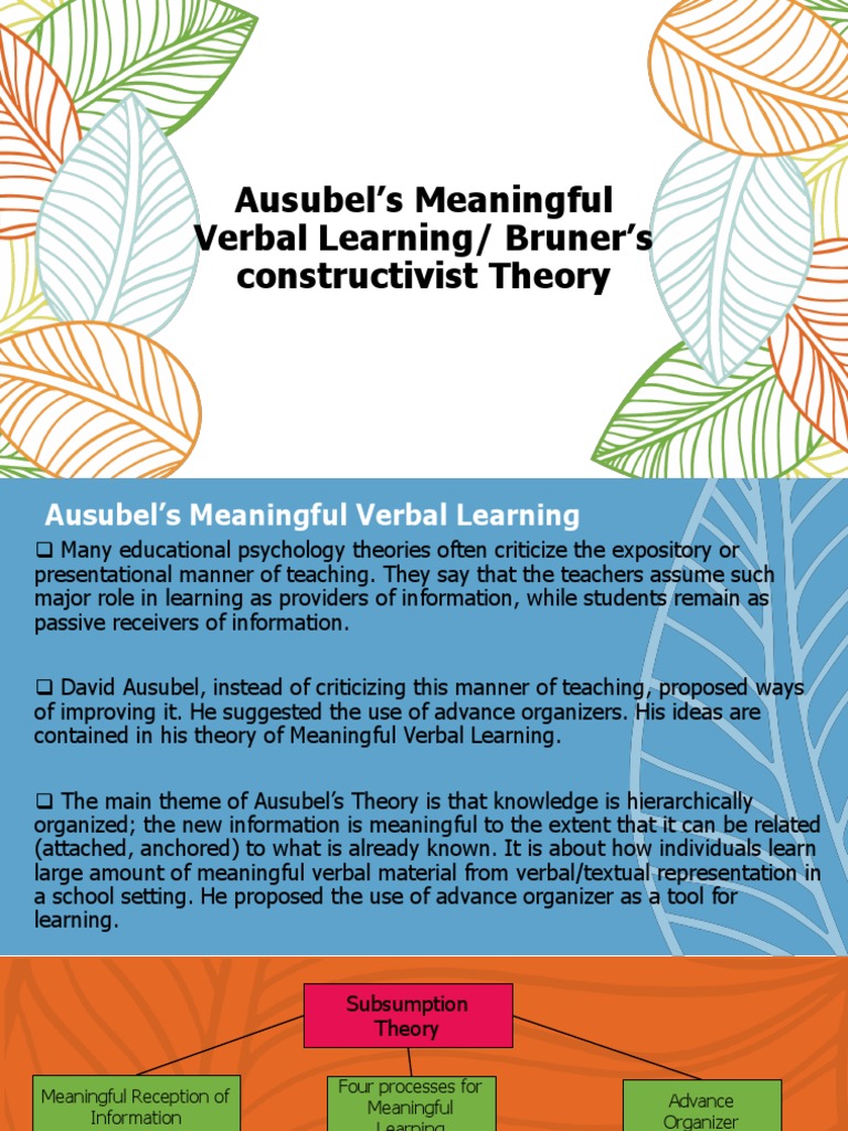 Ausubels Meaningful Verbal Learning | PDF