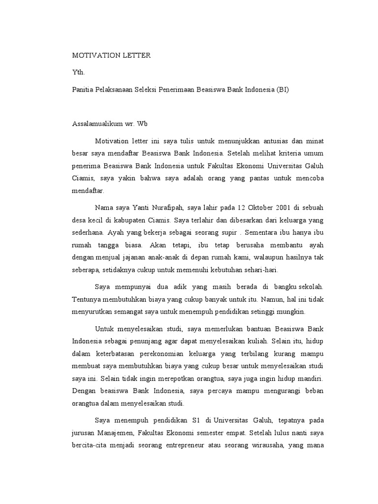 Motivation Letter | PDF