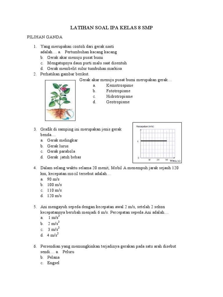 Latihan Soal Ipa Kelas Viii SMP | PDF | Kajian Bahasa Asing | Griya & Taman