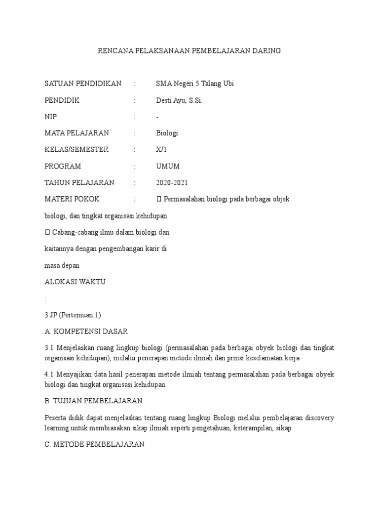 RPP Biologi | PDF | Kesehatan Holistik