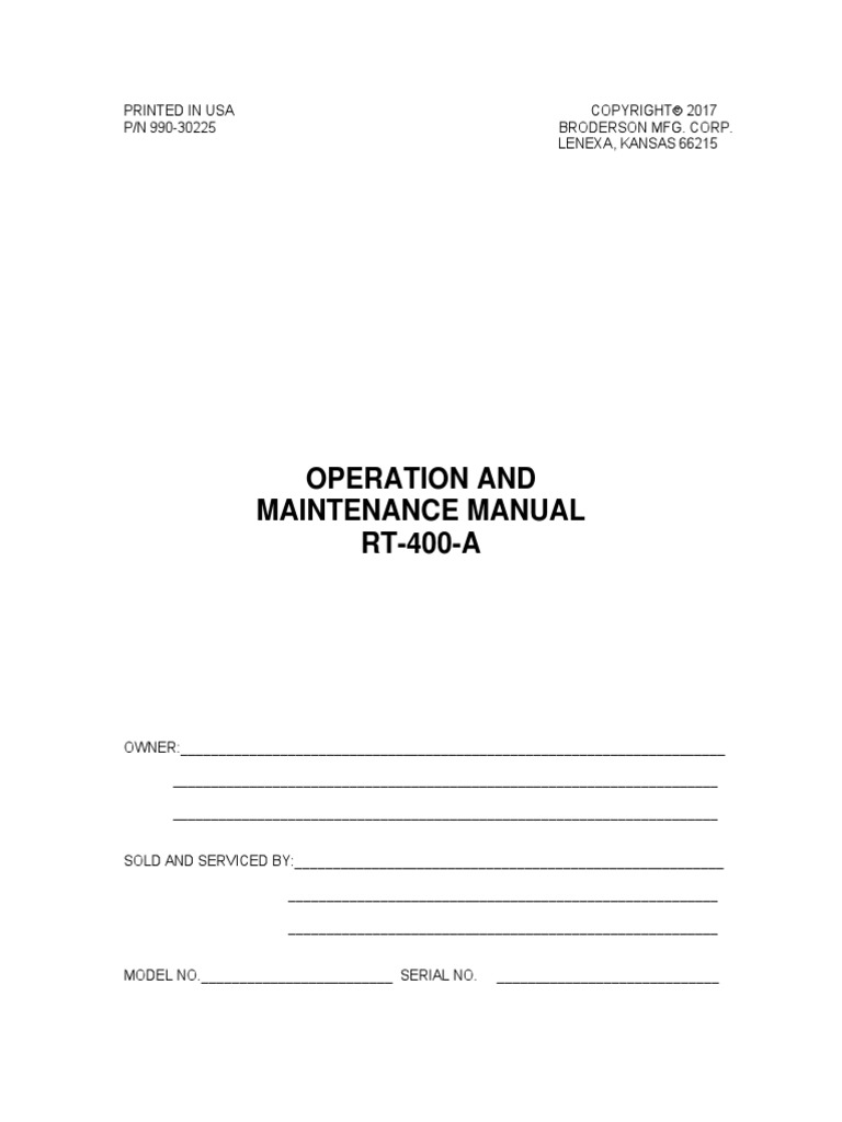 RT 400 Manual | PDF | Crane (Machine) | Steering