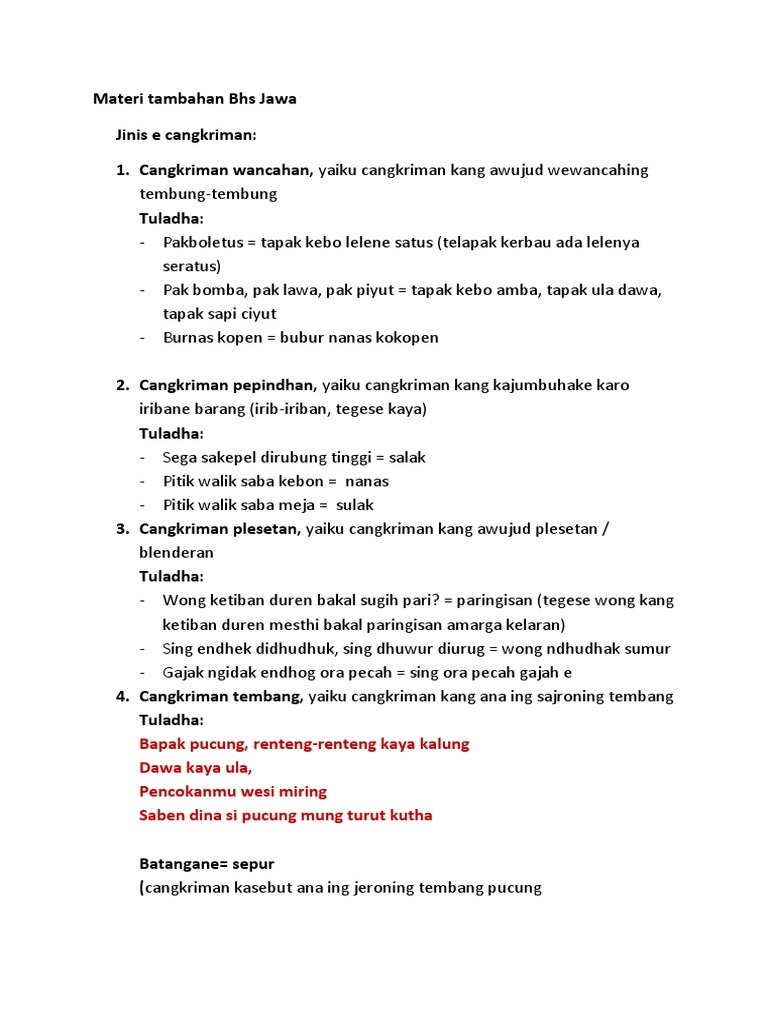 Tambahan Materi Bhs Jawa | PDF