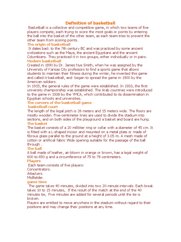 Overview of Basketball Rules and History | PDF | Sports