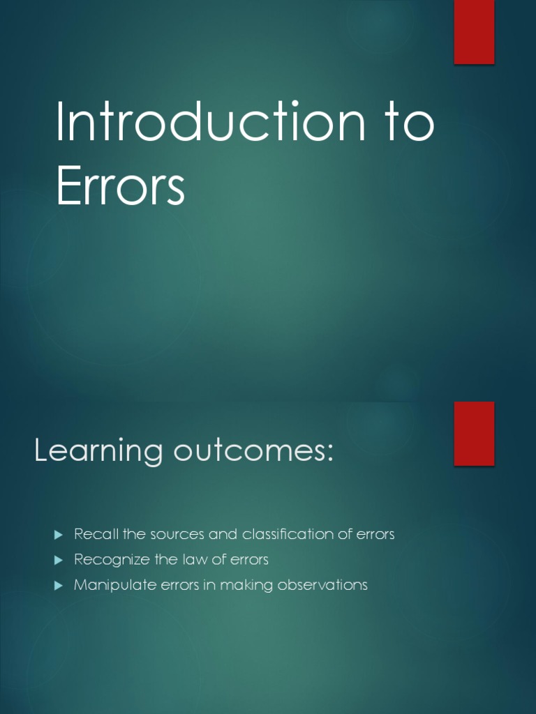 Introduction to Errors and Their Classification | PDF | Surveying | Measurement