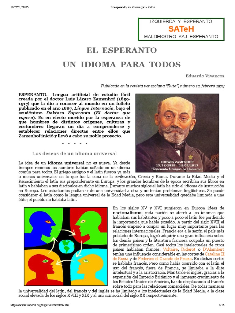 El Esperanto, Un Idioma para Todos | PDF | latín | René Descartes