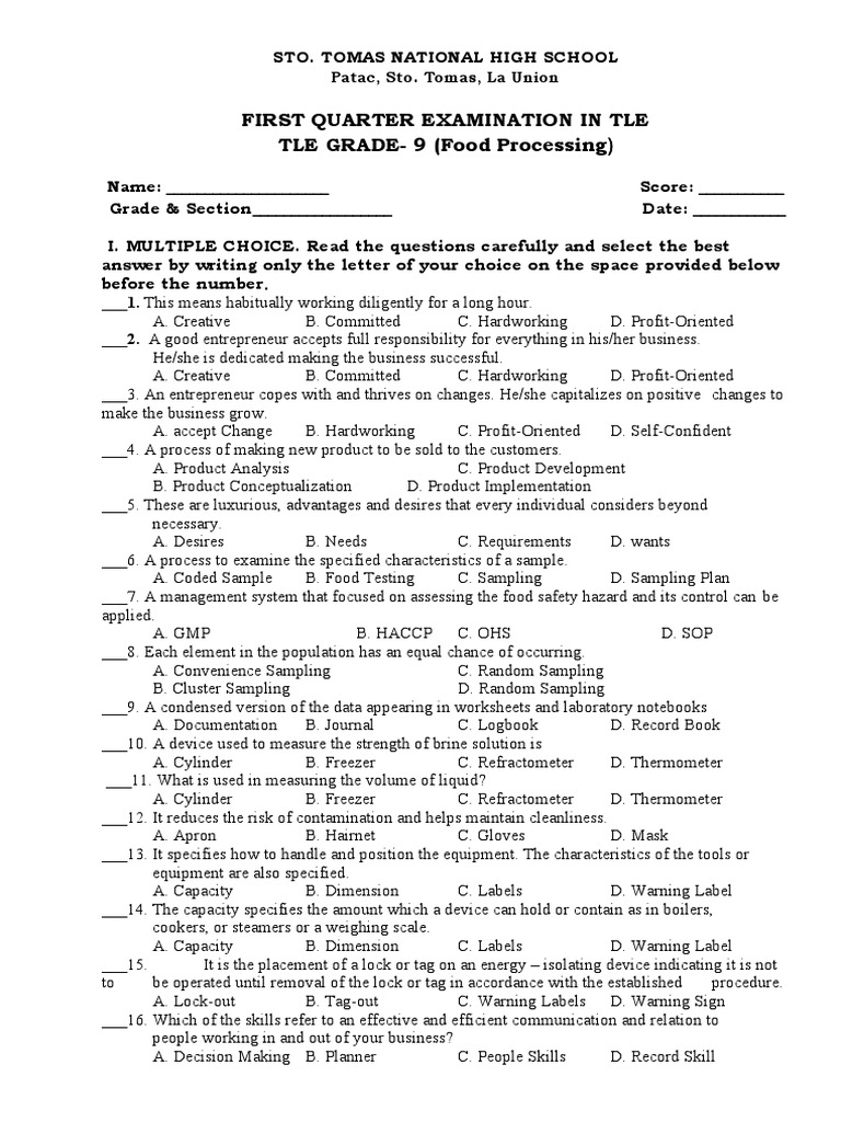 G9 Exam | PDF | Sampling (Statistics) | Laboratories