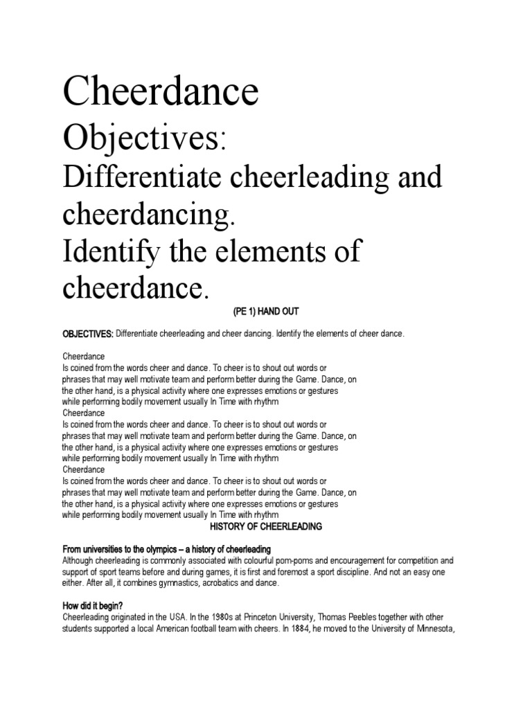 Cheerdance Hand Out | PDF | Cheerleading | Dances