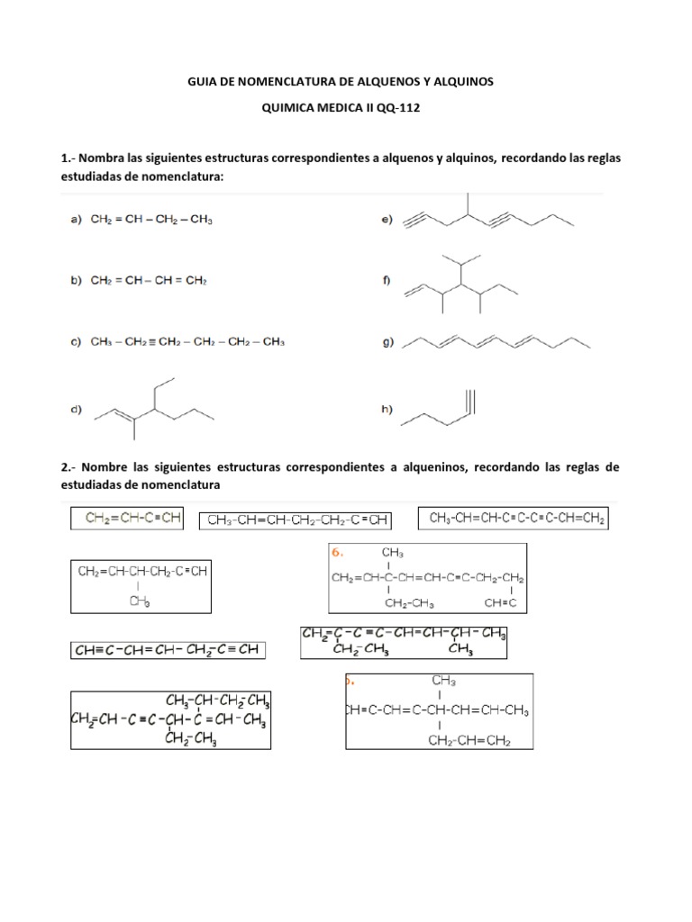 Nomenclatura De Alquenos Y Alquinos Pdf