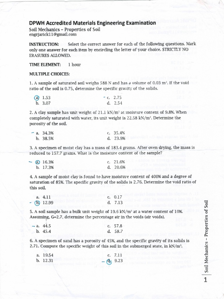 DPWH Accredited Materials Engineer Exam | PDF