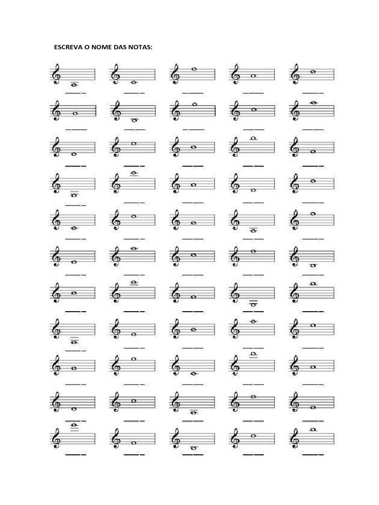 Exercício Nome Das Notas (Clave de Sol) | PDF