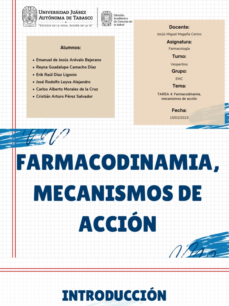TAREA 4 Farmacodinamia, Mecanismos de Acción | PDF | Enzima | Inhibidor de la enzima