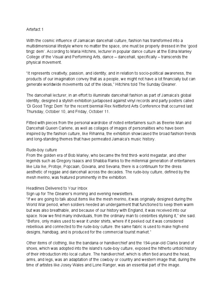 Artefact 1 | PDF | Fashion | Reggae