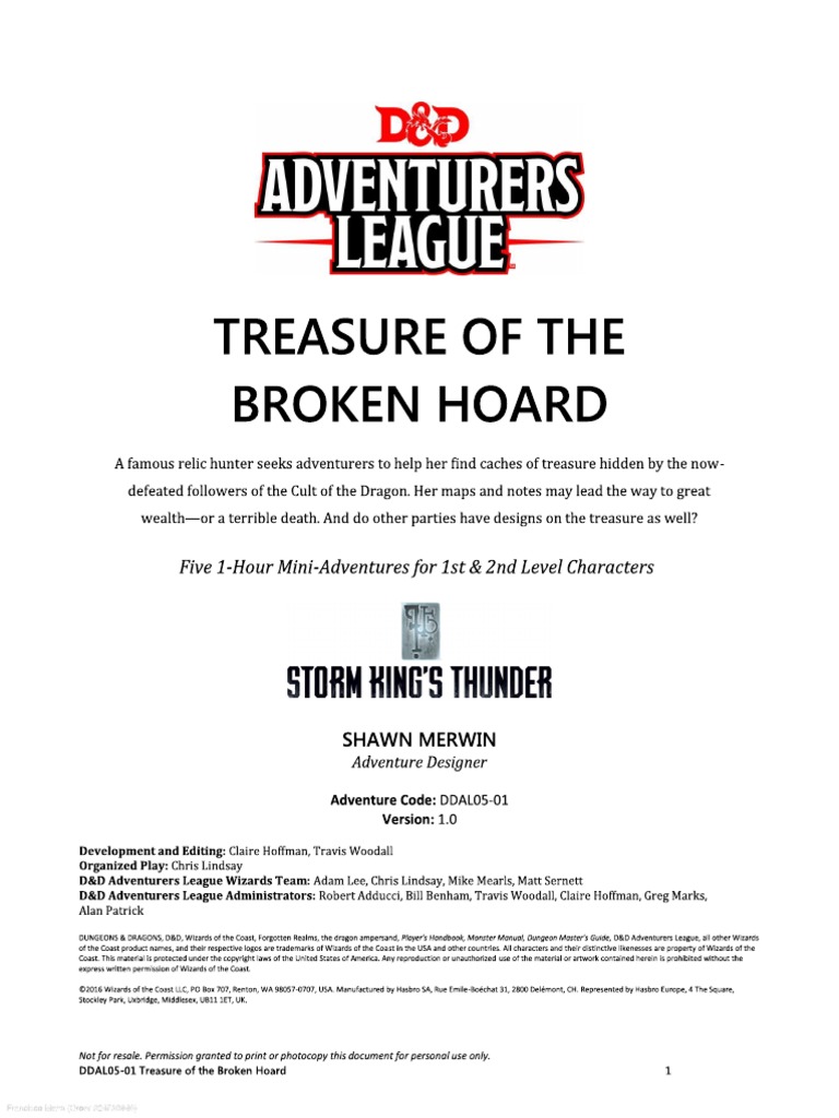 DDAL05-01 Treasure of The Broken Hoard Obs | PDF | Dungeons & Dragons