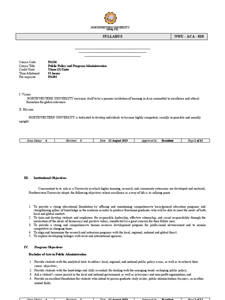 Public Policy Course Syllabus | PDF