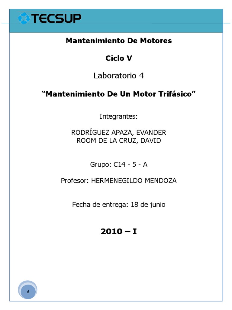 Informe Motores Lab 4 1 | PDF | Motor eléctrico | Ingenieria Eléctrica