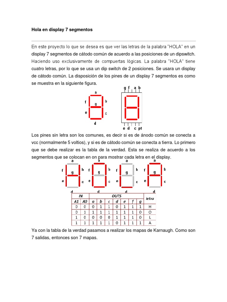 HOLA en Display de 7 Segmentos | PDF | Métodos y materiales de ...