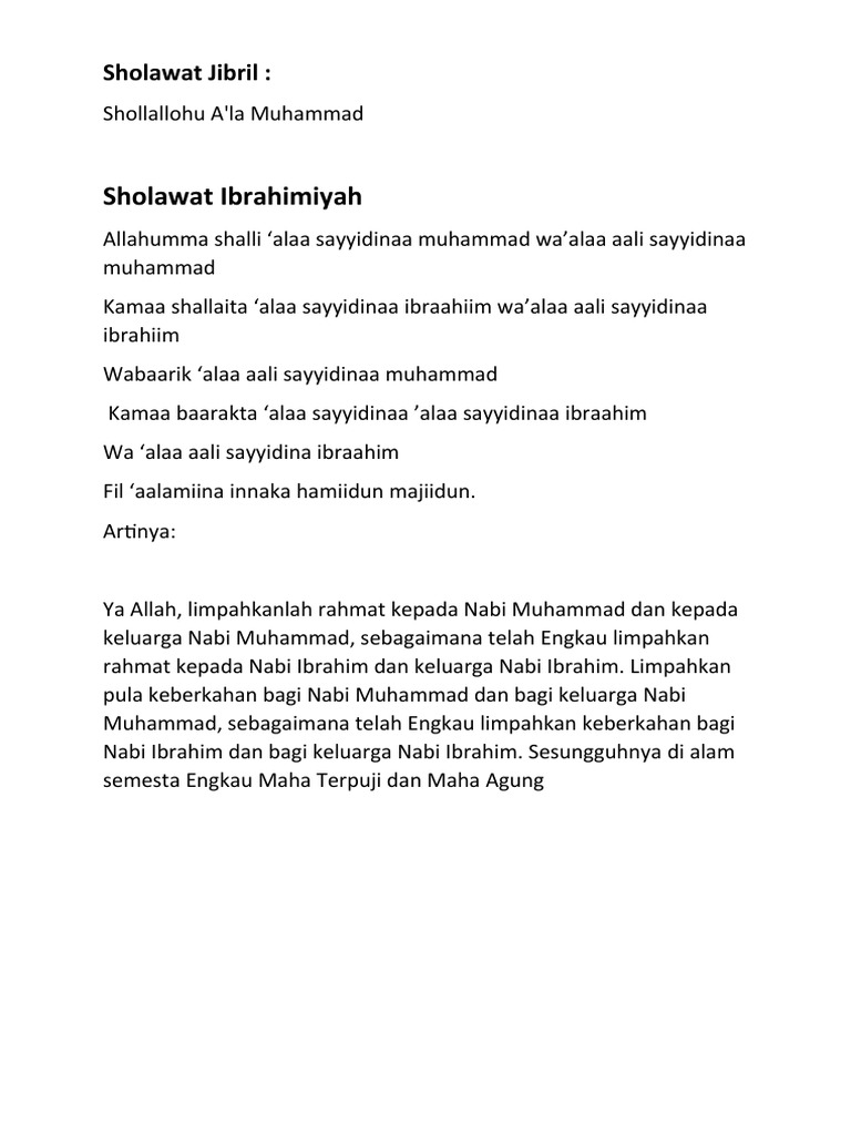 Sholawat Jibril | PDF