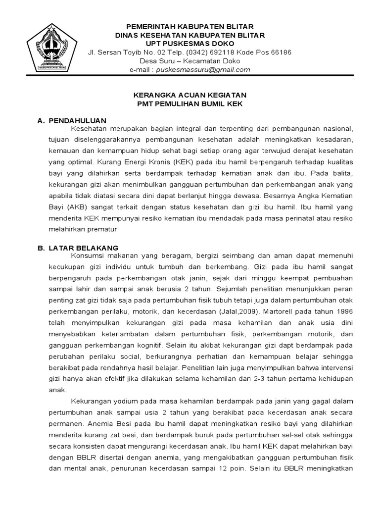 Kak PMT Pemulihan Bumil Kek Doko 2020 | PDF