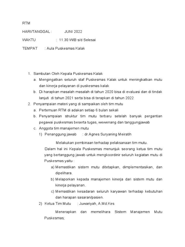 Notulen RTM | PDF | Sains & Matematika