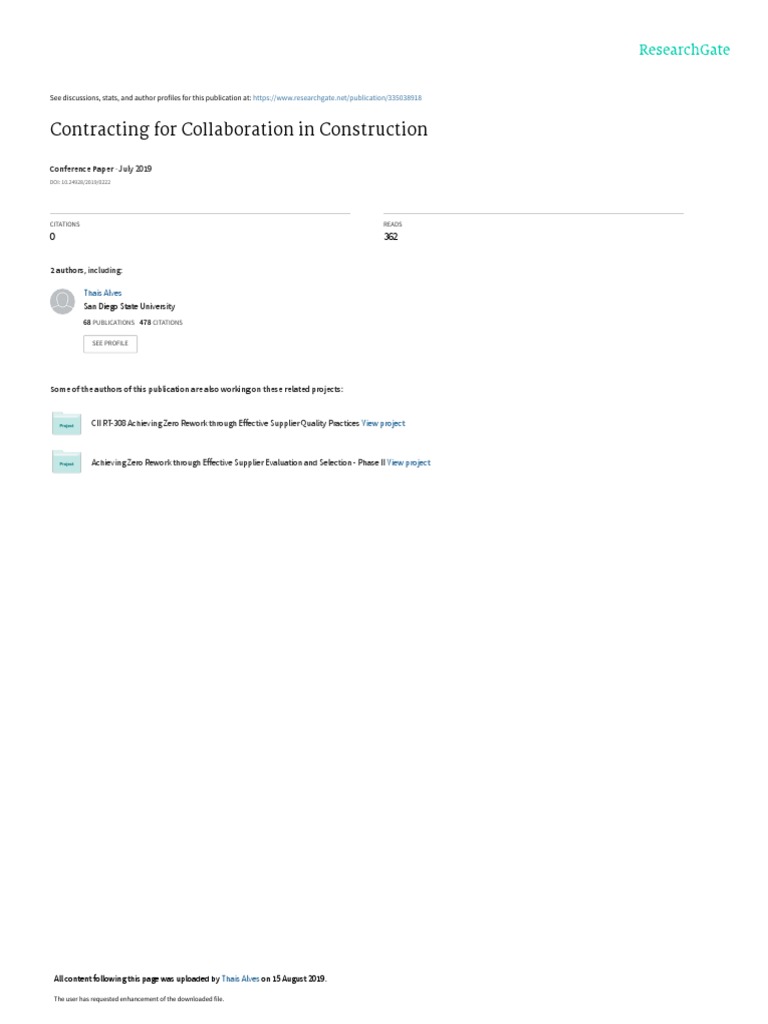 Contracting For Collaboration in Construction | PDF | Construction Management | Real Estate