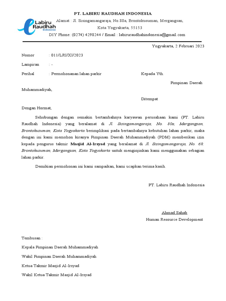 Surat Tembusan PDM | PDF