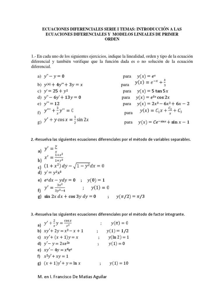 Ecuaciones Diferenciales Serie 1 | PDF | Ecuaciones | Cantidad