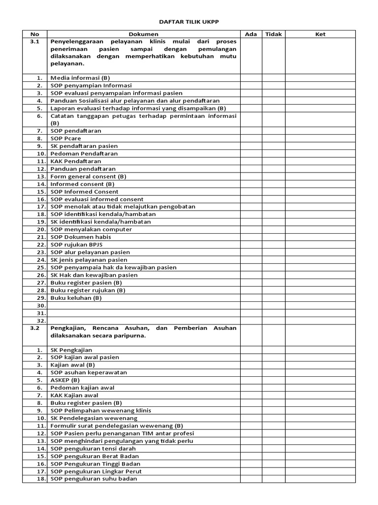 Daftar Tilik Ukpp | PDF | Sains & Matematika